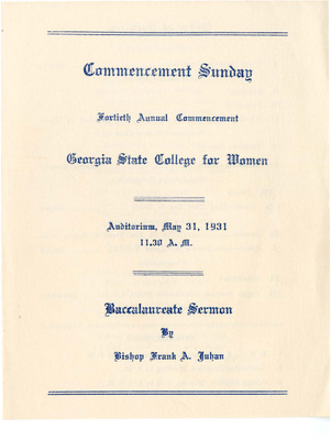 "Commencement Program 1931 May" by GCSU GCSU