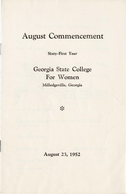 "Commencement Program 1952 August" by GCSU GCSU