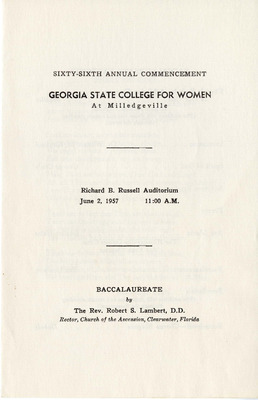 "Commencement Program 1957 June" by GCSU GCSU