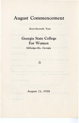 "Commencement Program 1958 August" by GCSU GCSU