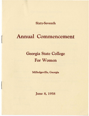 "Commencement Program 1958 June" by GCSU GCSU
