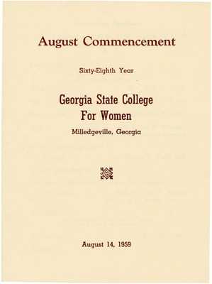 "Commencement Program 1959 August" by GCSU GCSU