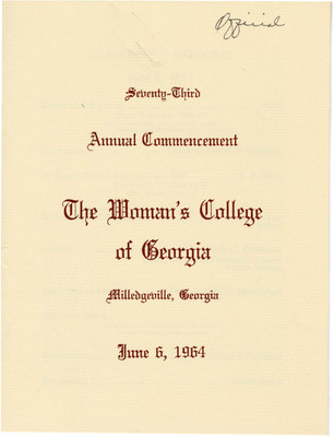"Commencement Program 1964 June" by GCSU GCSU