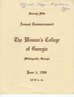 "Commencement Program 1966 June" by GCSU GCSU