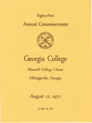 "Commencement Program 1972 August" by GCSU GCSU