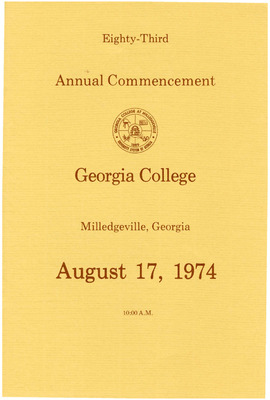 "Commencement Program 1974 August" by GCSU GCSU