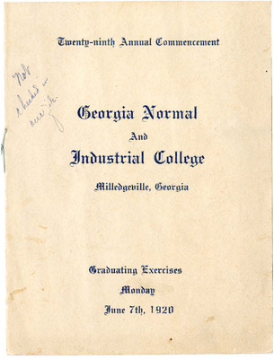 "Commencement Program 1920" by GCSU GCSU
