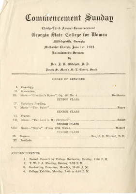 "Commencement Program 1924" by GCSU GCSU