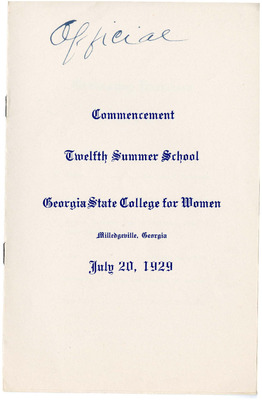 "Commencement Program 1929 July" by GCSU GCSU