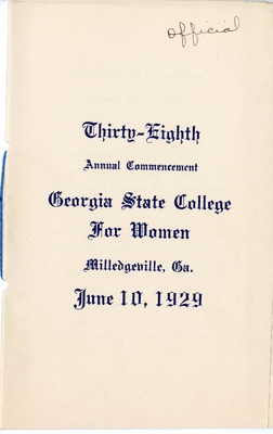 "Commencement Program 1929 June" by GCSU GCSU