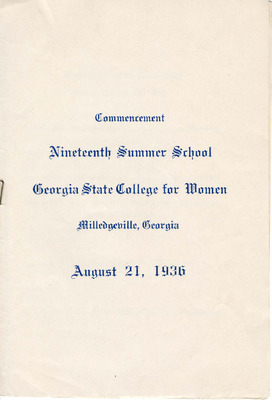 "Commencement Program 1936 August" by GCSU GCSU