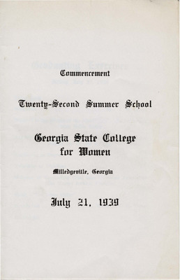 "Commencement Program 1939 July" by GCSU GCSU