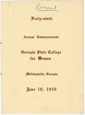 "Commencement Program 1940 June" by GCSU GCSU