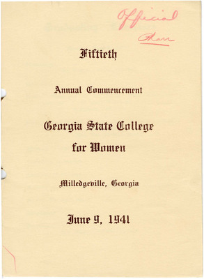"Commencement Program 1941 June" by GCSU GCSU