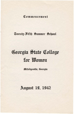 "Commencement Program 1942 August" by GCSU GCSU
