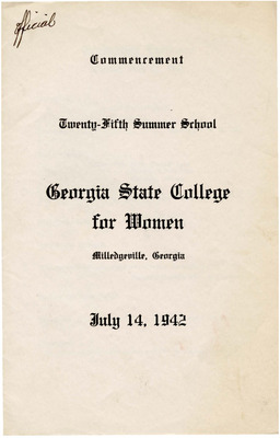 "Commencement Program 1942 July" by GCSU GCSU