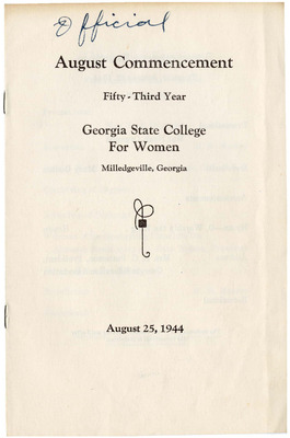 "Commencement Program 1944 August" by GCSU GCSU