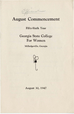 "Commencement Program 1947 August" by GCSU GCSU