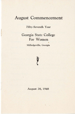 "Commencement Program 1948 August" by GCSU GCSU