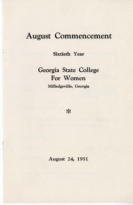 "Commencement Program 1951 August" by GCSU GCSU