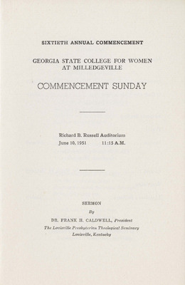 "Commencement Program 1951 June" by GCSU GCSU