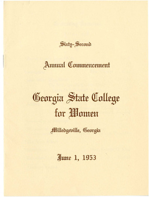 "Commencement Program 1953 May" by GCSU GCSU