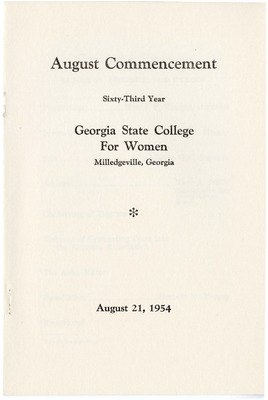 "Commencement Program 1954 August" by GCSU GCSU