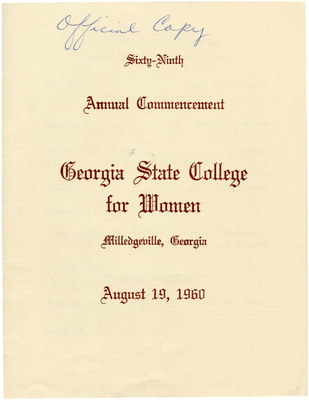 "Commencement Program 1960 August" by GCSU GCSU