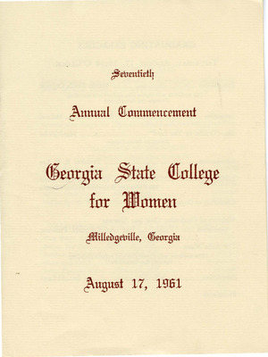 "Commencement Program 1961 Augsut" by GCSU GCSU