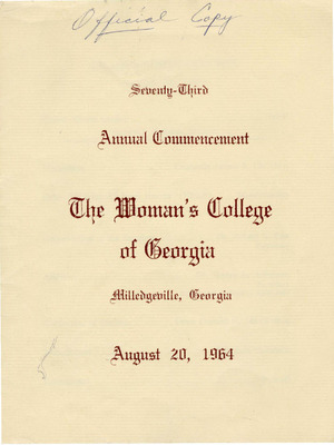 "Commencement Program 1964 August" by GCSU GCSU