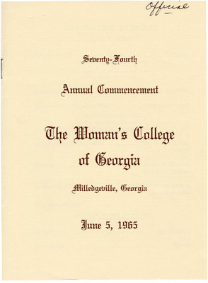 "Commencement Program 1965 June" by GCSU GCSU