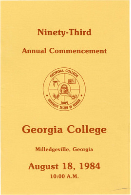 "Commencement Program 1984 August" by GCSU GCSU
