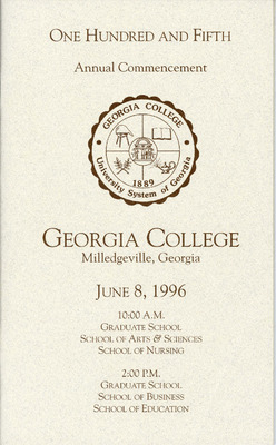 "Commencement Program 1996 June" by GCSU GCSU
