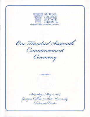 "Commencement Program 2003 May" by GCSU GCSU
