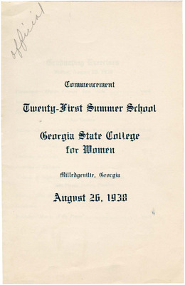 "Commencement Program 1938 August" by GCSU Special Collections