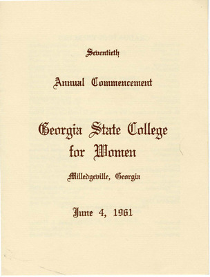 "Commencement Program 1961 June" by GCSU Special Collections