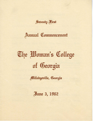 "Commencement Program 1962 June" by GCSU Special Collections