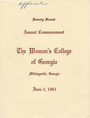 "Commencement Program 1963 June" by GCSU Special Collections